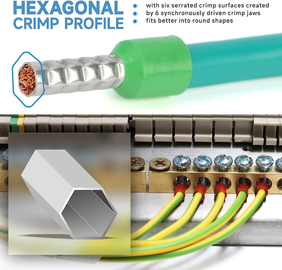 Ferrulera profesional crimpeadora hexagonal de trinquete Icrim ...